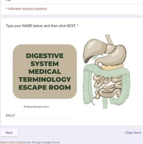 Digestive System Medical Terminology Escape Room by Abaco Education Zone