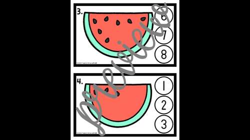 Summer Math Center Task Cards Counting Watermelon Seeds 0-10 Clip Cards