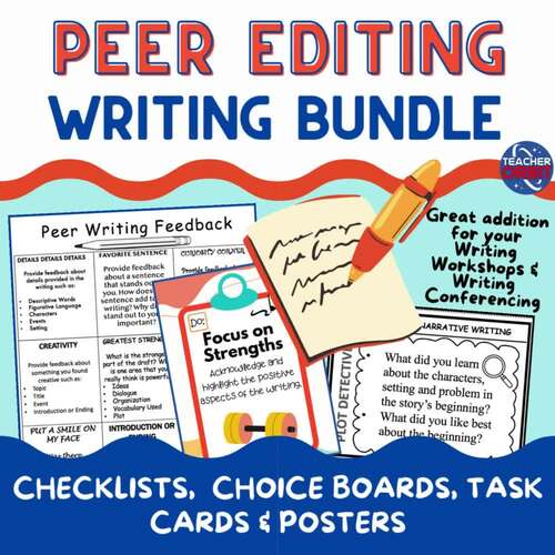 Peer Editing Writing Feedback Bundle Checklists Task Cards Posters