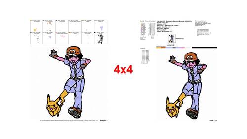 Ash Ketchum and Pikachu Pokémon adventure embroidery designs - Instant ...