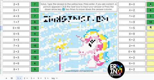 Mystery Pixel Art Math Addition and Subtraction on Google Sheets ...
