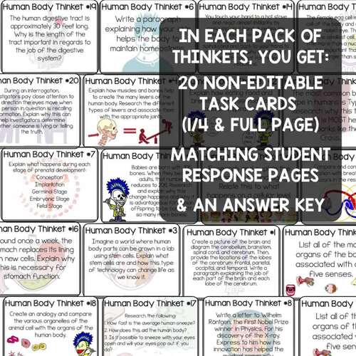 Human Body Systems | Anatomy Task Cards | Warm ups, Projects & Exit Tickets