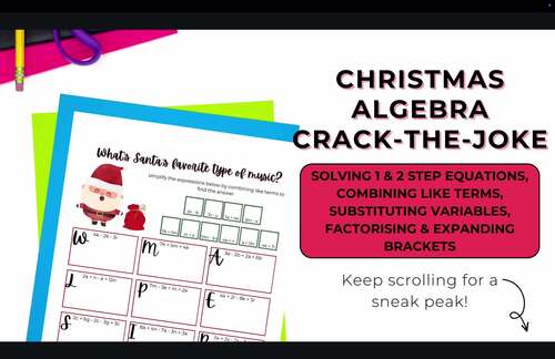 Christmas Algebra Worksheets | Solve Equations, Substitute, Expand ...