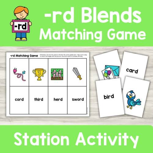 -rd Ending Blends Phonics Matching Game Reading Center Station | 1st ...