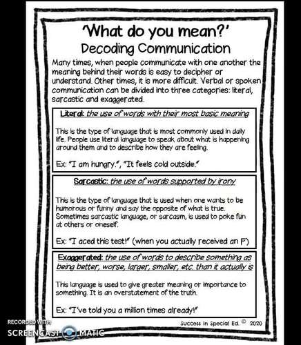 Social Skills for Middle School and High School Sarcasm Exaggerated ...