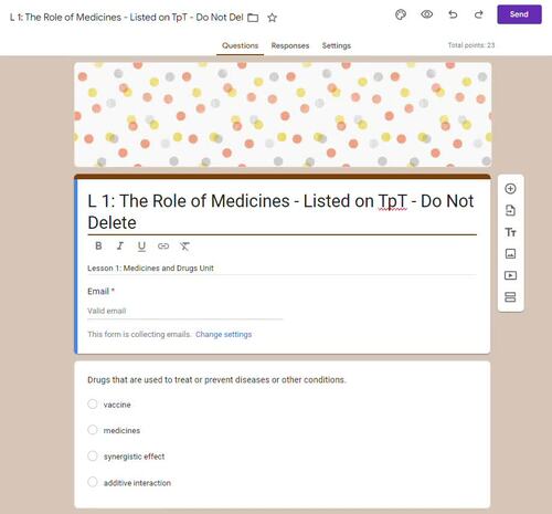 Unit BUNDLE: Medicines and Drugs: High School Health: Google Forms