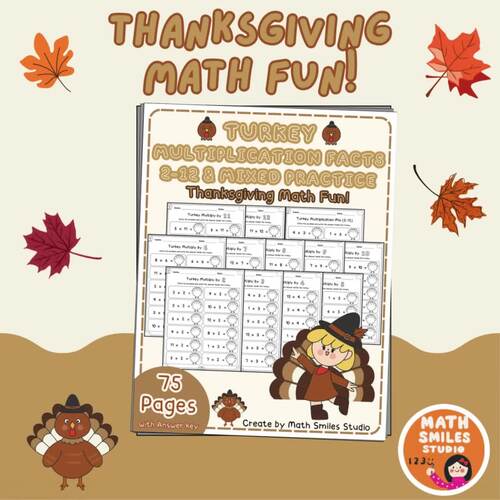 Turkey Thanksgiving Multiplication Facts 2–12 + Mixed Practice | Fall ...