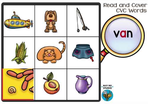 CVC WORD TO PICTURE MATCH PHONICS SHORT VOWELS SUMMER HIDDEN PICTURE GAMES