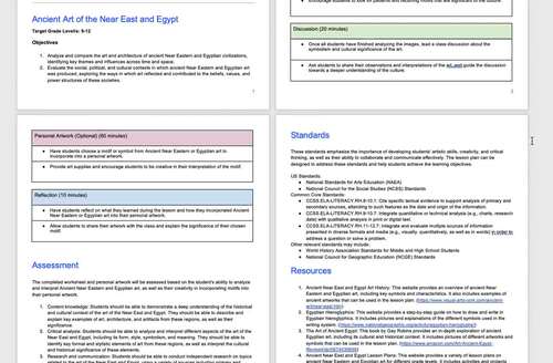 Ancient Near East and Egyptian Art Lesson Plan + Slides Grades 9-12