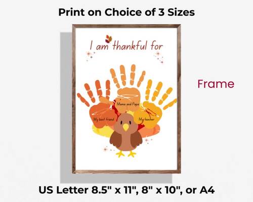 Thanksgiving Handprint Art, Fall Handprint Craft, Thankful Craft Card