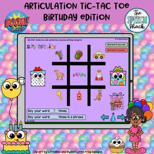 Birthday Articulation Tic-Tac-Toe BOOM Cards™ by The Speech Shack