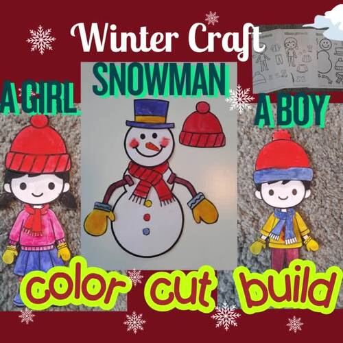 Winter Kids Craft Bundle – Cut & Paste Coloring Crafts | Winter Activities