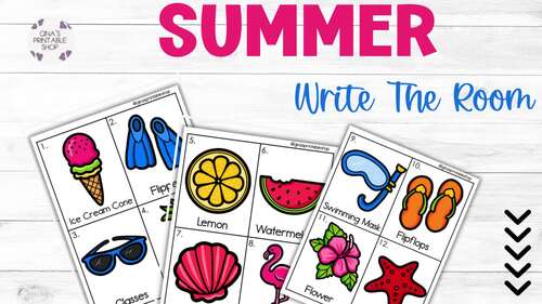 Summer Themed Write the Room Activity by GinasPrintableShop | TPT
