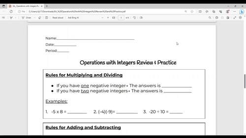 VIDEO: Operations with Integers-Rules and Practice by Everyday Algebra