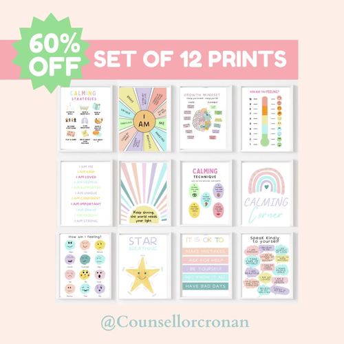 Coping skills calming corner kit, feelings poster, SEL, growth mindset ...