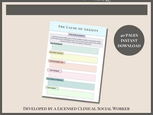 Anxiety Therapy Journal, Anxiety Workbook,Mental Health Journal ...