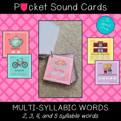 Multisyllabic words | Pocket Sound Cards (printable) by The Speech Shack