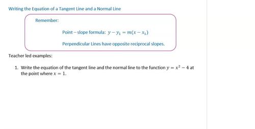 Writing the Equation of a Tangent and a Normal Line (lesson video)