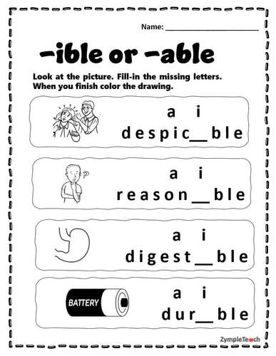 -able, -ible suffix worksheets by ZympleTeach | TPT -able, -ible suffix worksheets by ZympleTeach | TPT