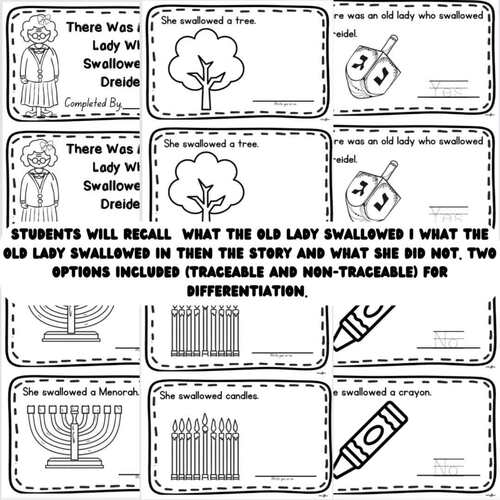 There Was An Old Lady Who Swallowed A Dreidel Activites by Julez and Jaz