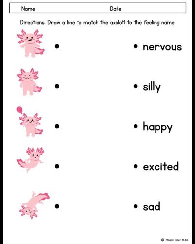 Axolotl Feelings Social Emotional Learning Packet by LiveWellWithMegan