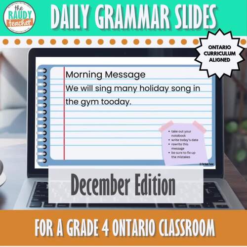 Grade 4 December Daily Grammar Slides | Ontario Language Curriculum 2023
