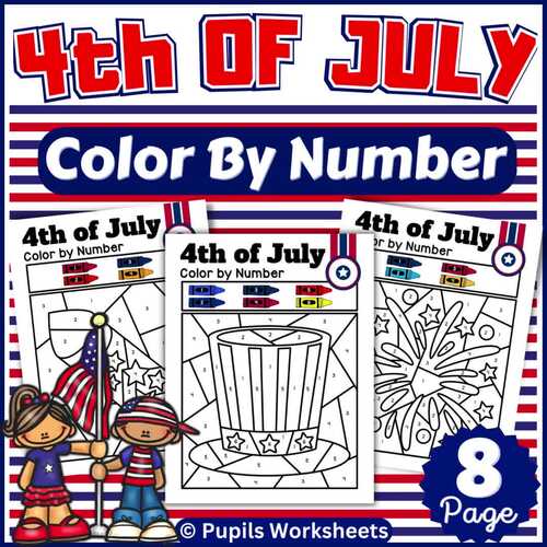 4th of July Color by Code Activity Pages - Fourth of July Color By Number