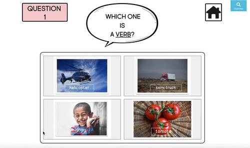 Parts of Speech Four In a Row Boom™ Cards| Nouns Verbs Adjective Real ...