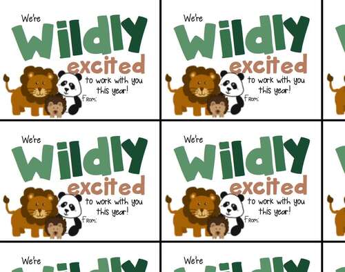 Cute Animals Beginning of Year Gift Tag- I'm (We're) Wildly excited to ...