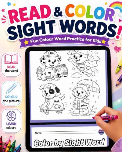Color by Sight Word Worksheets for Kindergarten | Color Words Activities