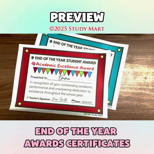 End of the Year Awards Certificates for Students – 19 Printable PDF Designs
