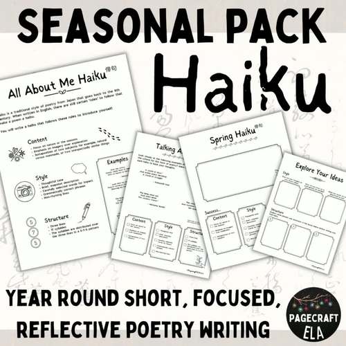 Seasonal Haiku Writing Pack | No-Prep Poetry Activities | 63 Creative Pages