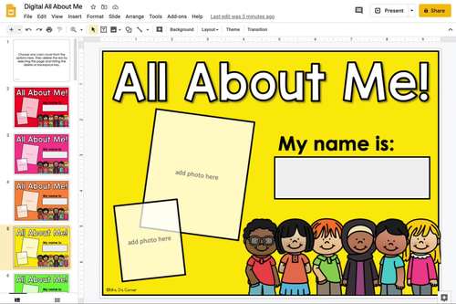 Digital All About Me Activity for Special Ed | Distance Learning