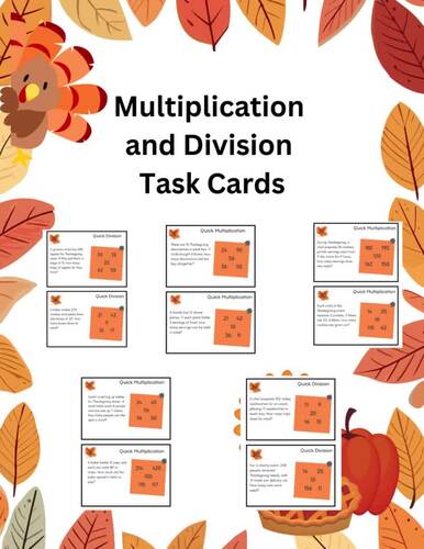 Task Cards - Multiplication and Division Fall Theme by Bilingual Pieces