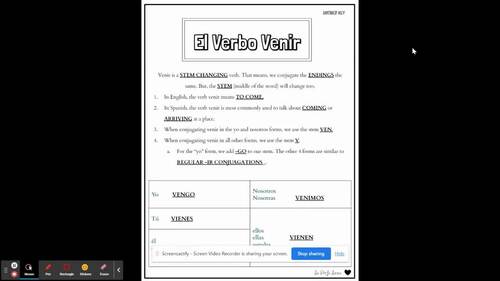 Guided Notes ~ Spanish - Venir (to come) by La Profa Locaa | TPT