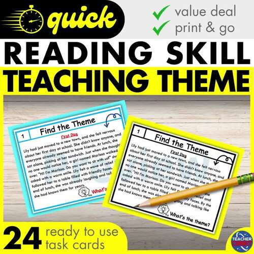 Theme Task Cards Activities Finding Theme Reading Comprehension Game ...