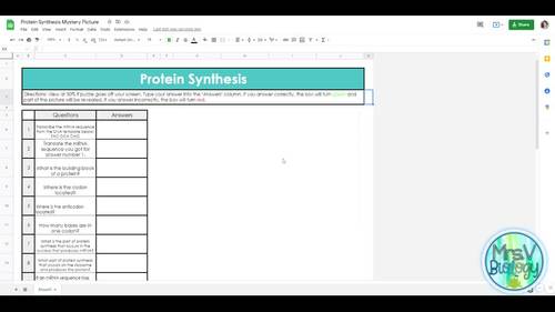Protein Synthesis: Mystery Picture DIGITAL Activity by Mrs V Biology