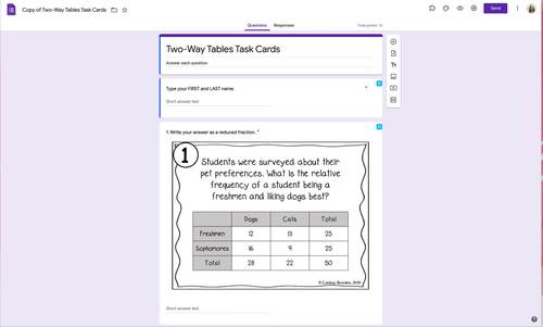 Two-Way Tables Digital Task Cards by Lindsay Bowden - Secondary Math
