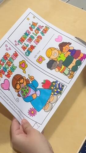 Teacher Appreciation Week Thank-You Card Craft - Writing & Coloring ...