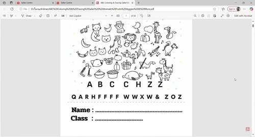 ABC Coloring & Tracing Safari – Animals, Fruits, Veggies & More by chiwden