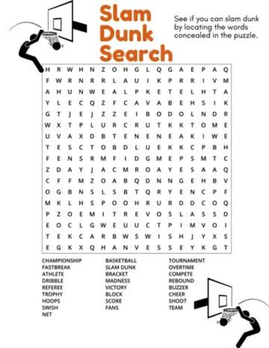 March Madness: Slam Dunk Word Search by Word Search Wonderland | TPT