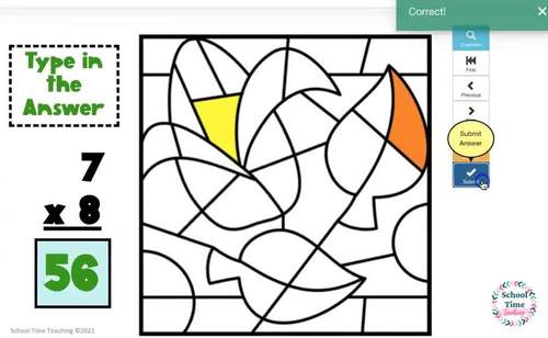 Multiplication Progressive Color by Code Fall Boom Cards | TPT