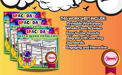 Astronaut Space Day Math Word Problems Activity Worksheet 3rd,4th,5th ...