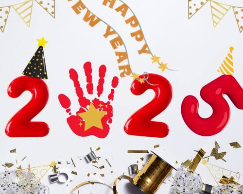 New Year 2025 Handprint Art, Kids Toddlers Handprint Craft, New year ...