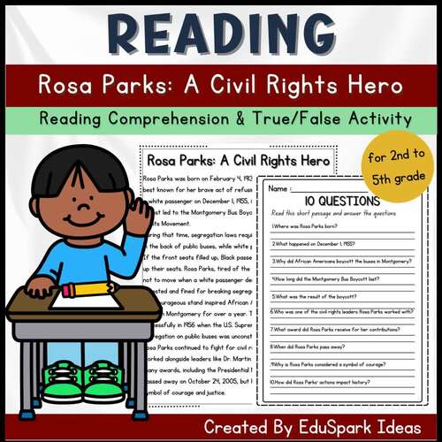 Rosa Parks Reading Comprehension Passage and Questions -Black History Month