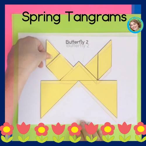 Spring Printable Tangram Puzzles Congruent 2D Shapes Math Center and ...