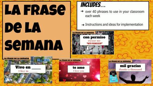 Phrase of the week Slides - Spanish by ProfeEllie | TPT