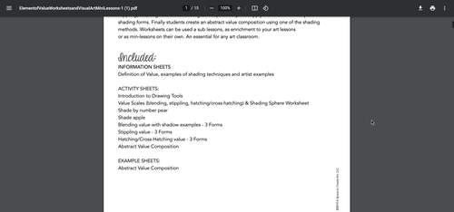 Element of Value Worksheets and Visual Art Mini-Lessons | TpT