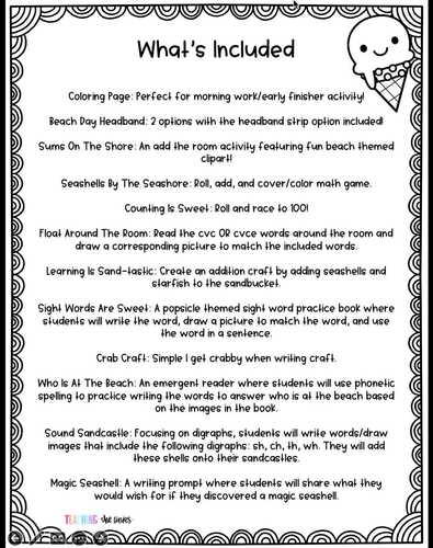 Beach/Ocean Themed Day End Of Year Activity Bundle by Teaching The Tinies