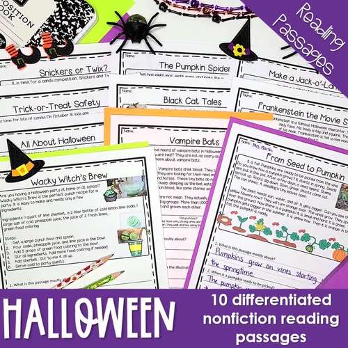 Halloween Reading Comprehension Passages by ELA with Mrs Martin | TPT
